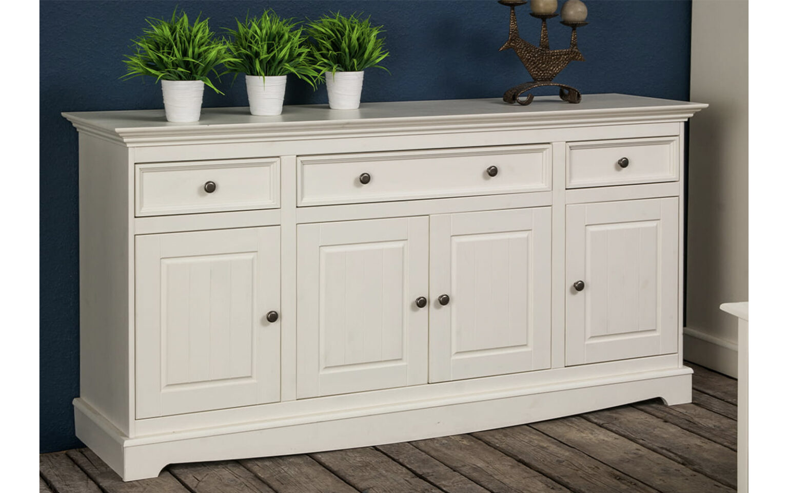 Comodă Linea, Lemn Masiv, 167x45x85cm, Alb | Mobarta