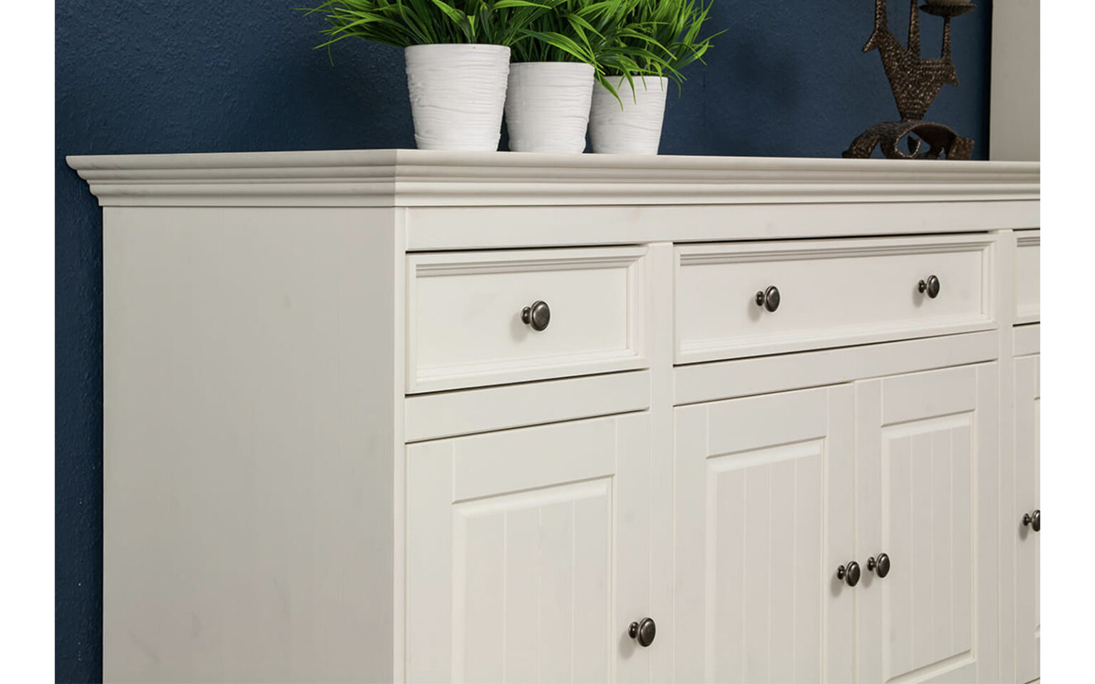 Comodă Linea, Lemn Masiv, 167x45x85cm, Alb | Mobarta