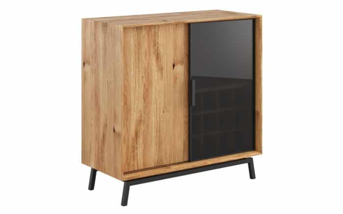 Comodă Bar Madison, Stejar Masiv și Sticlă, 101x45x101cm | Mobarta